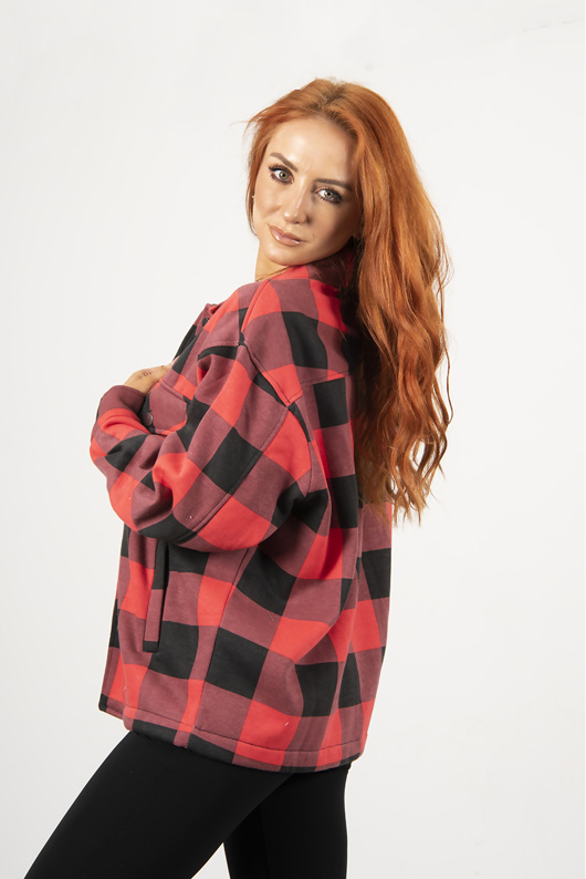 Red And Black Checked Shacket | Justyouroutfit