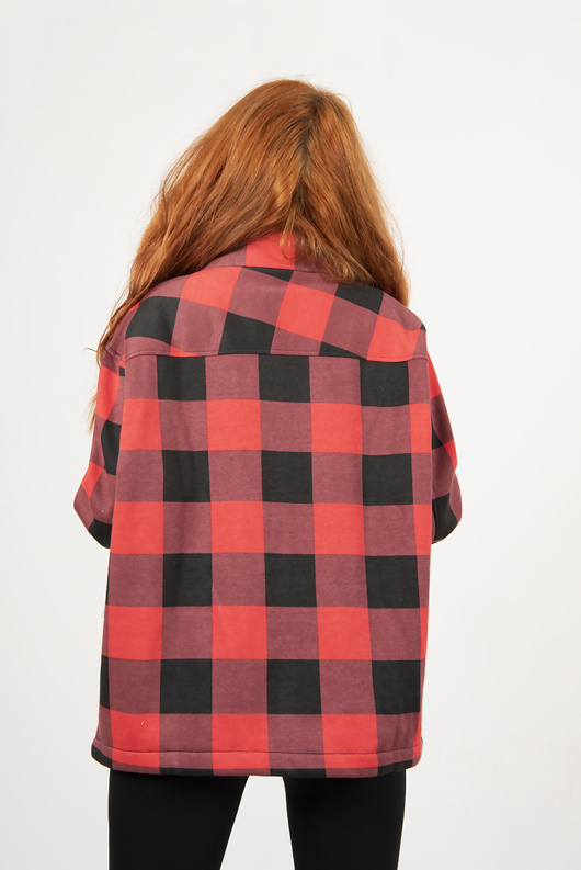 Red And Black Checked Shacket | Justyouroutfit